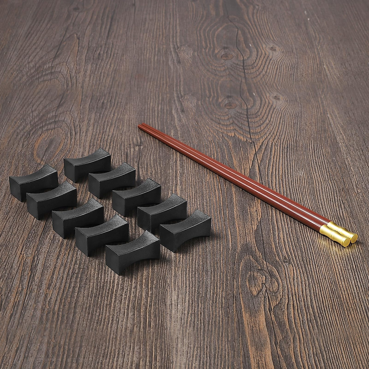 Youda 10PCS Chopstick Rests Alloy Chopsticks Holders for Holding Spoon Forks Knives(Black)