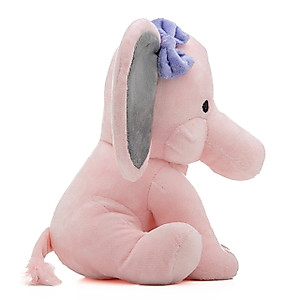 KINREX Elephant Stuffed Animals – Stuff Animal Plush Toy for Babies Girls Boys, Elephants Plushie Teddy Bear Toys for Birth Stats Baby Shower Infant Newborn Boy & Girl, Pink Measures 9 Inches