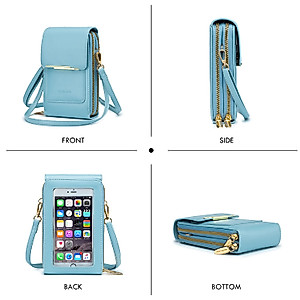 Roulens Small Crossbody Cell Phone Purse for Women, Touch Screen Bag Shoulder Handbag Wallet with Credit Card Slots
