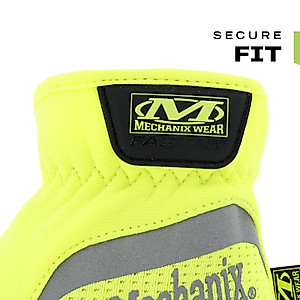 Mechanix Wear: Hi-Viz FastFit Work Gloves with Secure Fit Elastic Cuff, Reflective and High Visibility, Touchscreen Capable, Safety Gloves for Men, Multi-Purpose Use (Fluorescent Yellow, Large)