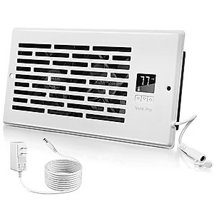 Feekoon Quiet Vent Fan Booster, 4" x 10" Smart Register Booster Fan with Fan Booster and Thermostat Control, AC Vent Booster Fan, Heating Cooling AC Vent, Increase Airstream from Registers (1 Pcs)