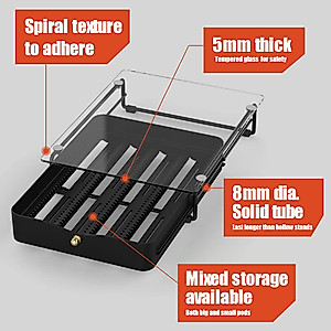 EVERIE Crystal Tempered Glass Top Organizer Drawer Holder Compatible with Nespresso Vertuo Capsules, Compatible with 40 Big or 52 Small Vertuoline Pods, NP02