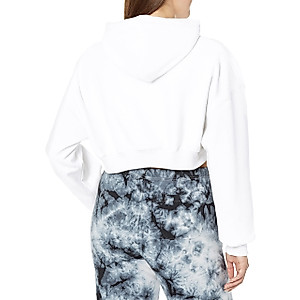 Champion womens Reverse Weave Cropped Cut-off Hoodie, Left Chest C Hooded Sweatshirt, White-549302, X-Small US