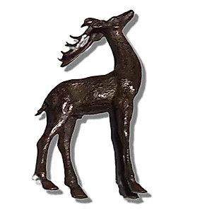 9cm Brass Retro Solid Sika Deer Ornament, Metal Fulu Statue Home Decoration Desktop Tea Pet Crafts Collection