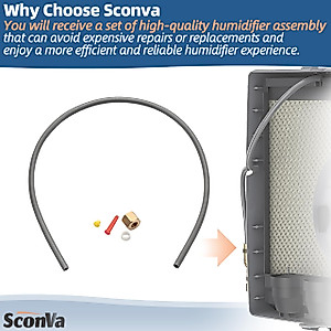 Sconva 4335 Feed Tube Assembly with Compression Sleeve & Nut Compatible with Aprilaire Humidifier Models 400, 500, 600 Series Humidifier Parts & Accessories