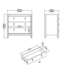 Tvilum 3 Drawer Chest, White