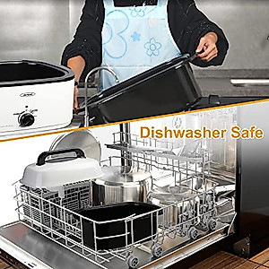 Electric Roaster, Roaster Oven 26 Quart with Self-Basting Lid, Turkey Roaster Oven with Removable Pan and Rack, Adjustable Temperature Control Powerful 1450W Stainless Steel Roaster Oven, White