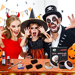 Halloween SFX Makeup Kit Scary Face Special Effects Makeup Kit Fake Blood Spray, Coagulated Blood Gel