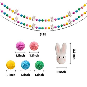 WATINC 2Pcs Easter Felt Garland with Bunny Felt Ornaments Hanging Bunting Happy Easter Party Supplies Classroom Home Decor Photo Props Decor for Mantle Fireplace Wedding Birthday Party Baby Shower