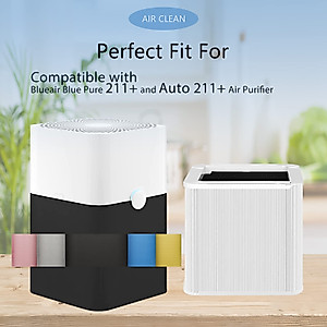 211+ Auto Replacement Filter Compatible with Blueair Blue Pure 211+ Auto Air Cleaner Purifier, Foldable Particle and Activated Carbon Replacement Filter, 2 Pack