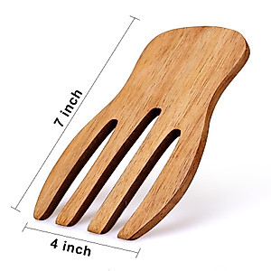 2 Pcs Acacia Wood Salad Server Wooden Salad Hands for Tossing Serving Pasta Salad Tongs Salad Tong Set Mixing Salad Servers