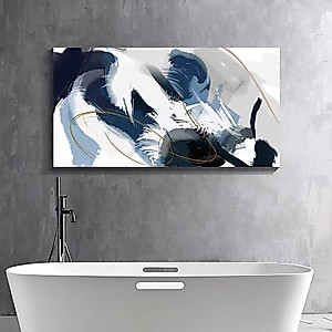 Rerkoudur Canvas Wall Art Blue Abstract Wall Art Paintings Large size Wall Decor Living Room for Bedroom, Bathroom, Kitchen, Office, Dining room Artwork 20Inchesx40Inches