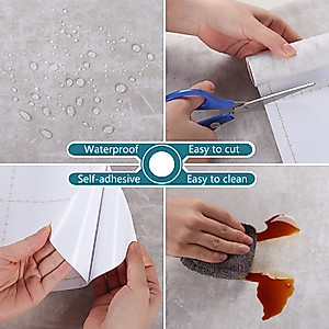 VEELIKE 15.7''x354'' Concrete Contact Paper for Countertops Waterproof Light Concrete Wallpaper Texture Peel and Stick Concrete Wall Paper Self Adhesive Cement Murals Removable for Cabinets Furniture