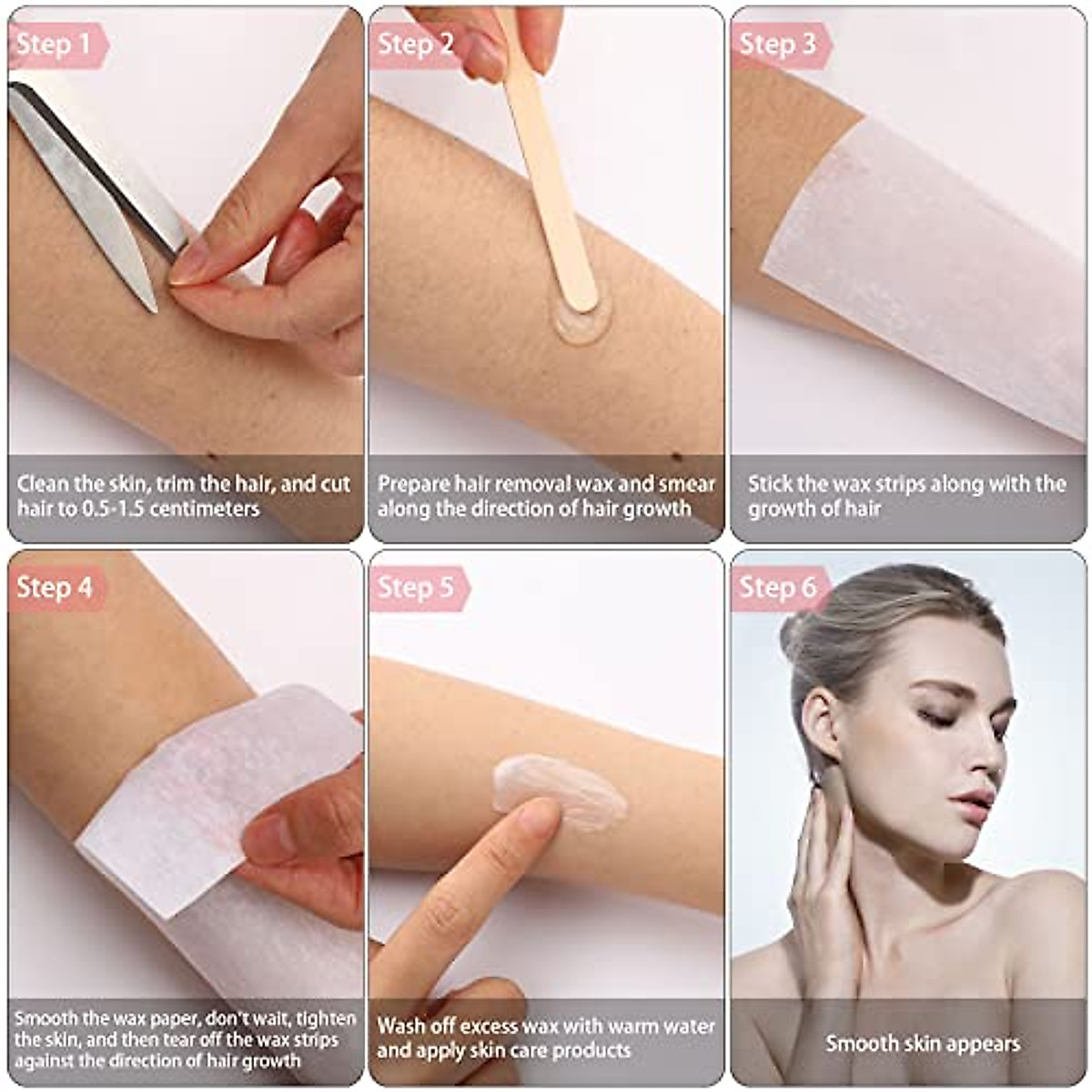 Wax Strips for Hair Removal, 300 Pieces SEPGLITTER 2.8 x 7.9 Inch Non Woven Waxing Strips Face Wax Paper Strips for Women Facial Body Arms Legs Hair Cleaning and Remover