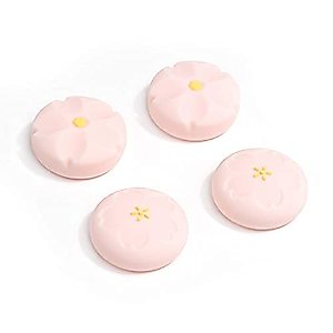GeekShare Sweet Sakura Theme Thumb Grip Caps Soft Silicone Joystick Cover, 4PICS (PS4/PS5/NS Pro)