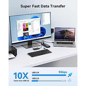 Powered USB 3.0 Hub, Wenter 10 Ports 36W Powered USB Hub, Aluminum USB Splitter with Individual On/Off Switches, SD/TF Card Readers and 12V/3A Power Adapter for PC/Laptops/MacBook Pro/Air/iMac/iPad