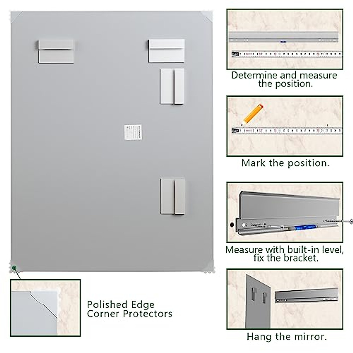 Mirrorons Frameless Mirror, Wall Mirror 40" x 32", Modern Rectangle Bathroom Mirrors for Wall with Polished Edge, Hangs Horizontally or Vertically. Entryways, Bathroom, Gym.