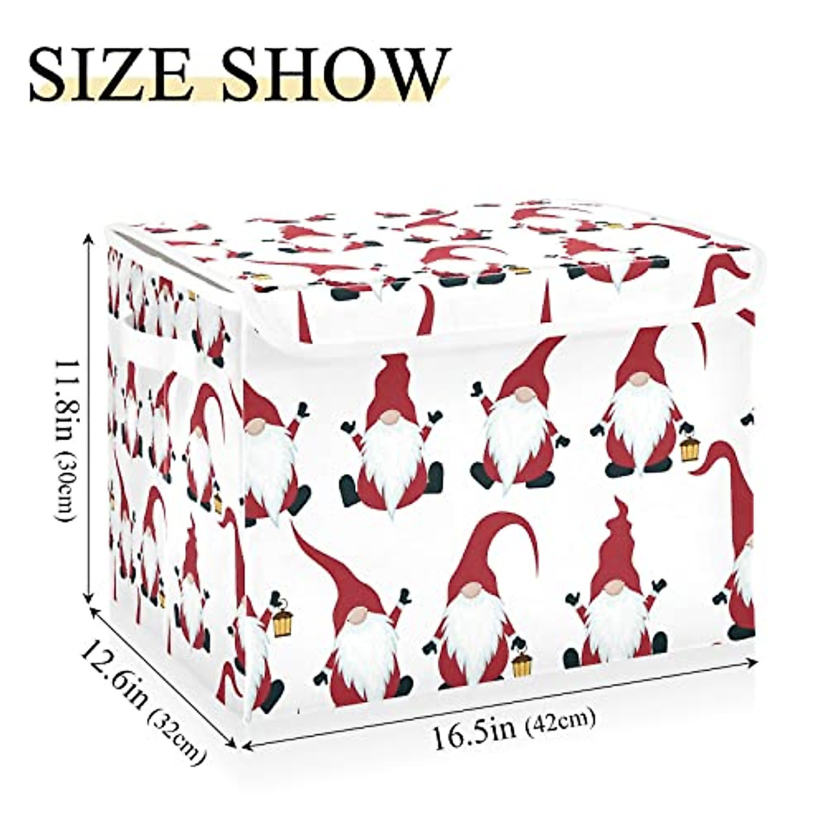 senya Large Storage Bins with Lids Large Closet Storage Bins Christmas Gnomes(6), Foldable Fabric Storage Boxes with Handle for Home Bedroom Office(228vb9g)