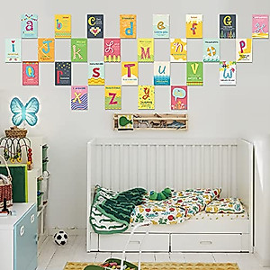 LHIUEM Abc's of God Scripture Wall Collage Kit, Bible Verse Wall Art,Set of 27 (4 X 6 Inch) Alphabet Scripture Cards,Inspirational Poster, Christian Kids Wall Kit for Classroom Playroom Wall Decor