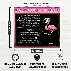 Venicor Flamingo Bathroom Decor Sign - 12 x 13 Inches - Aluminum - Pink Flamingo Gift Merch Wall Decoration Accessories