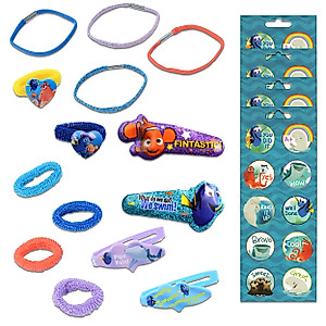 Walt Disney Studio Disney Finding Dory Bathroom Bundle Finding Nemo Hair Accessories Set - 16 Pc Ultimate Finding Dory Bath Set Including Hair Ties, Hair Clips, Body Wash, Bubble Bath, and More