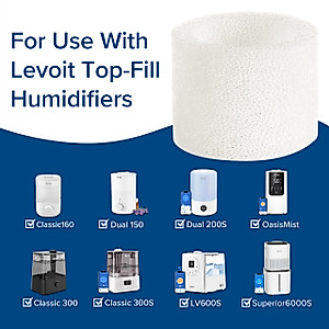 LEVOIT 10-Pack Humidifier Replacement Filters, Capture Fine Particles in Water Tank to Improve Humidification Efficiency, Compatible with Dual150, Dual200S, Classic300(S), LV600S, OasisMist, White