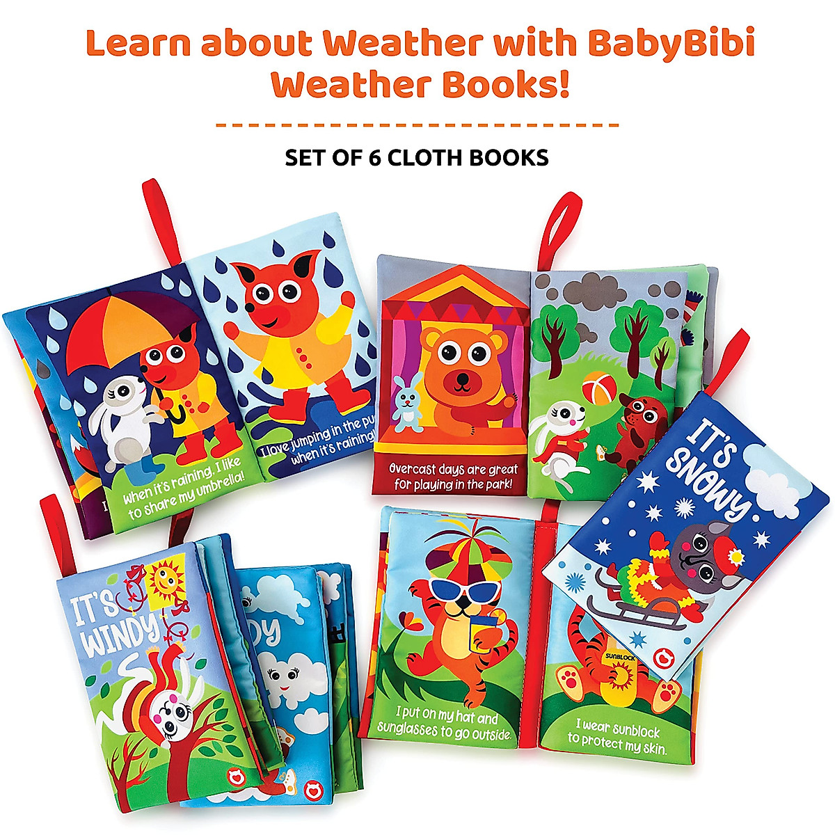 Cloth Books for Babies Weather Themed- Soft Baby Books Features Characters About Weather - Soft Baby Toys for Learning and Brain Development