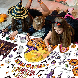 Miucat Halloween Coloring Tablecloth, 79 * 35inch Halloween Crafts for Kids DIY Coloring Tablecovers Halloween Activities for Halloween Games Party Favors Supplies