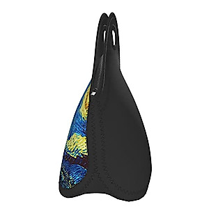The Starry Night Neoprene Lunch Bag, Insulated Lunch Box for Women, Reusable Lunch Tote Bags with Zipper for Work School Picnic Organizer
