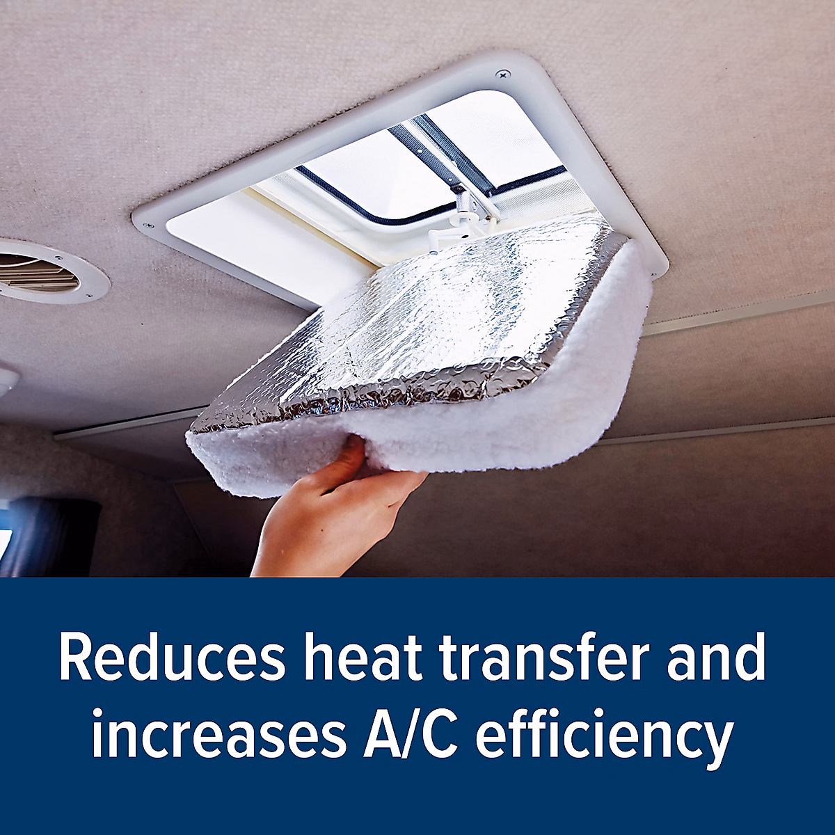 Camco 14 Inch RV Vent Insulator Cover for Roof or Skylight, Reflective Surface, White