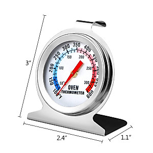 6PCS in Oven Thermometer - Stainless Steel Kitchen Cooking/Grill/Fry/Chef/Smoker/BBQ Baking Temperature Thermometer - Classic Series Large Dial Thermometer (6)
