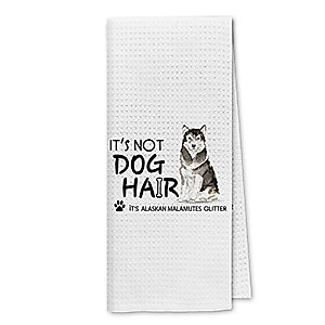 Dibor It’s Not Dog Hair It’s Alaskan Malamutes Glitter Kitchen Towels Dish Towels Dishcloth,Cute Dog Decorative Absorbent Drying Cloth Hand Towels Tea Towels for Bathroom Kitchen
