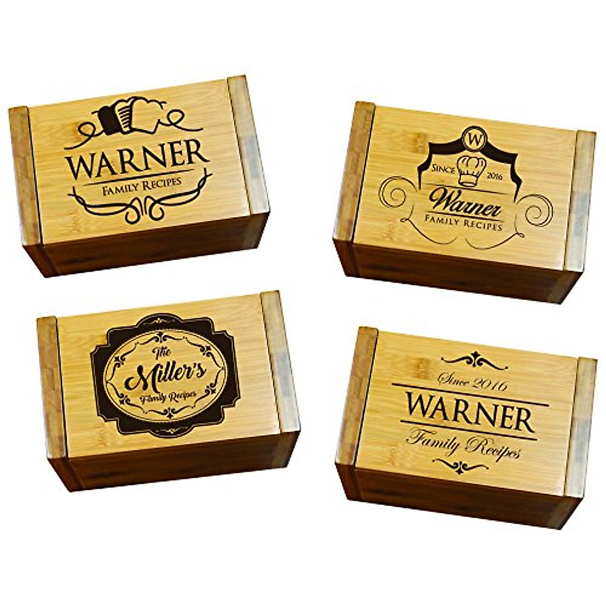 Personalized Recipe Box For Her - Custom Wood Recipe Organizer With Dividers - Kitchen Gift For Mom and Grandma