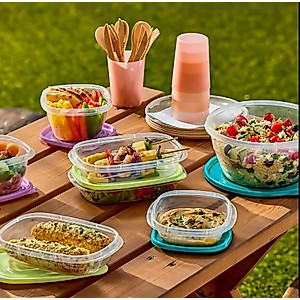 Rubbermaid TakeAlongs 2.9 Cup On the Go Square Food Storage Containers, Set of 4, Teal Splash