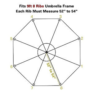 Sunnyglade 9ft Patio Umbrella Replacement Canopy Market Umbrella Top Outdoor Umbrella Canopy with 8 Ribs (Tan)