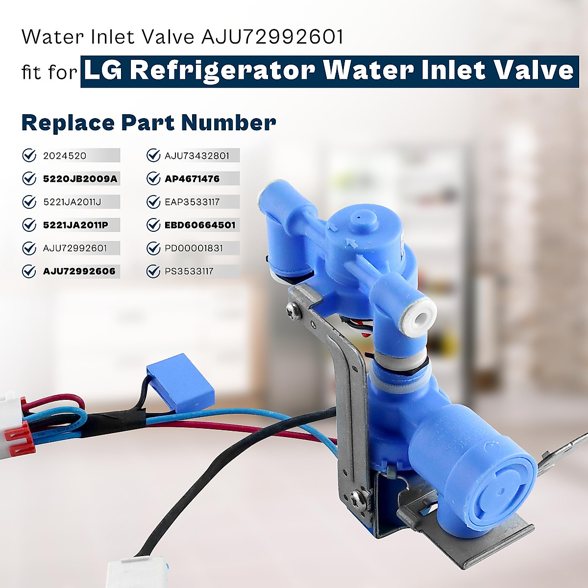 AJU72992601 Refrigerator Water Inlet Valve fit for LG fridge LFX LMX series,Replacement fit for Ken.more 795 series 79573055410 AP4671476 PS3533117 prime&swift