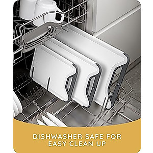 Serveware Accessories for Kitchen, Plastic Cutting Board, Dishwasher Safe Cutting Board with Juice Grooves, Thick Chopping Board for Meat, Veggies, Fruits, Easy Grip Handle, Non-Slip (Black, 10" x 7")