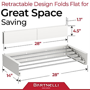 Bartnelli Wall Mounted Clothes Drying Rack for Laundry | Collapsible Clothing Racks for Indoor and Outdoor Use | Patented Foldable Design for Space-Saving Efficiency (28” White)