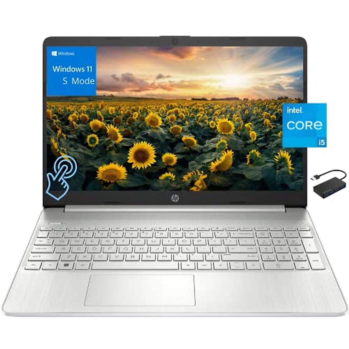 HP 15 15.6" HD Touchscreen Business Laptop Computer, Intel 4-core i5-1135G7 (Up to 4.2Ghz), 16GB RAM, 512GB PCIe SSD, Numeric Keypad, Fast Charge, Windows 11 Home in S Mode, Wi-Fi, BT 5, HDMI, w/Hub