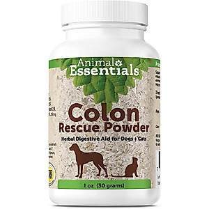 Animal Essentials Colon Rescue Powder - Herbal Digestive Aid for Dogs & Cats, Phytomucil, Healthy Gastrointestinal Tract, Certified Organic Herbs, No Preservatives, Glycerin-Based Formula - 1 Oz