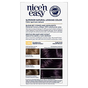 Clairol Nice'n Easy Permanent Hair Dye, 2V Plum Black Hair Color, Pack of 1