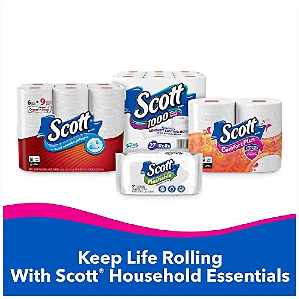 Scott ComfortPlus Toilet Paper, 12 Double Rolls, Bath Tissue (2 Pack)