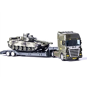 ZUKULIFE Military Vehicles and Army Battle Site Toys Flatbed Truck with Tank, Gift for 3 4 5 6 Year Olds Boys Kid Toddler Child