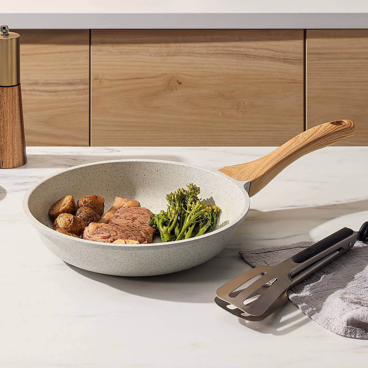 SENSARTE Frying Pan Bakelite Handle Accessories Repalcement Compatible for Sensarte White Ceramic Collection Pots and Pans