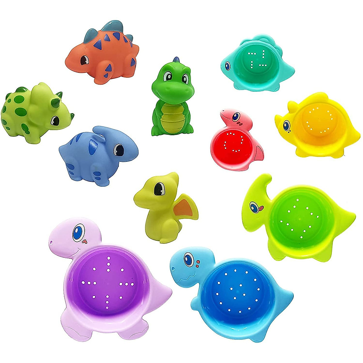 Dinosaur Stacking Cups Toy Cute Baby Bath Toys for Infants 6 to 12 Months Pool Bathtub Toys for Toddlers Boys Girls 1 2 3 4 Christmas Toy Gift