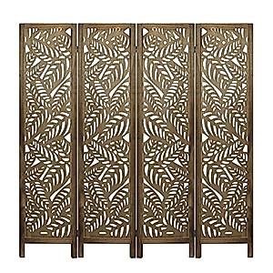 ECOMEX Room Dividers, 5.6 FT Tall Carved Room Dividers and Folding Privacy Screens, 4 Panel Wood Privacy Screen,Divide Space, Asian Style, Decorative Room(Brown)