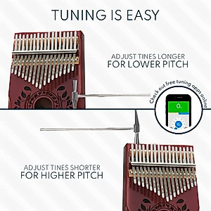 UNOKKI 17 Key Kalimba Thumb Piano For Adults & Kids with Hand Rest; Mahogany Mbira (Cherry Finish); Tuning Hammer, Finger Covers, Key Stickers & More Included; Christmas Stocking Stuffer Gift