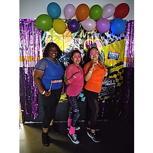 Smile Fish Women Casual Sexy 80s Costumes Fishnet Neon Off Shoulder T-Shirt (Hot Pink US 6-8/Tag Size M)