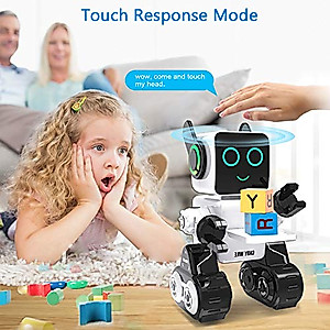 OKK Robot Toy for Kids, Smart RC Robots for Kids with Touch and Sound Control Robotics Intelligent Programmable, Robot Toy with Walking Dancing Singing Talking Transfering Items for Boys Girls (White)