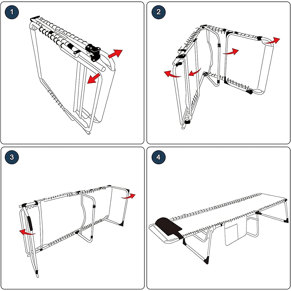 KingCamp Set of 2 Outside Folding Chaise Lounge Chair for Outdoor Beach, Sunbathing, Patio, Pool, Lawn, Portable Lightweight Heavy-Duty Adjustable Camping Reclining Chair with Pillow